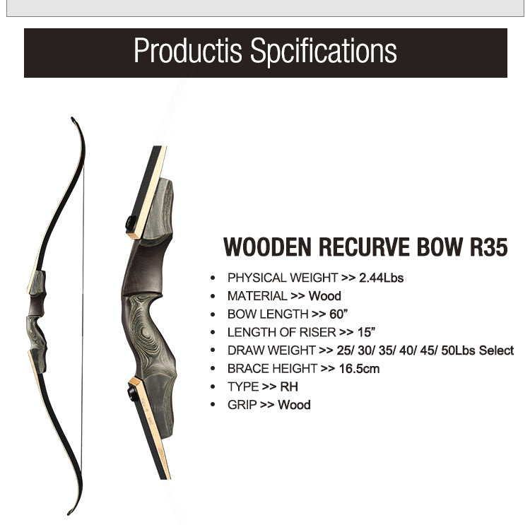 Wooden Recurve Bow R35 – Sherwood Archery Supplies